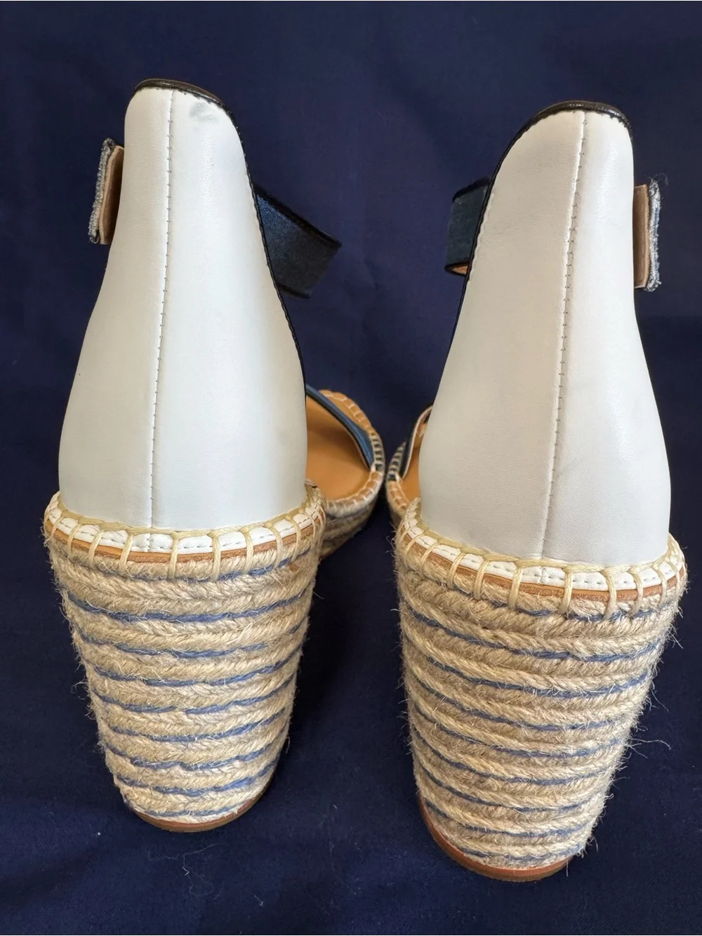 CAbi | Shoes | Cabi Blue And White Espadrille Wedge Sandals | Poshmark